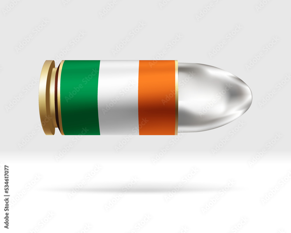 Ireland flag on bullet. A bullet danger moving through the air. Flag ...