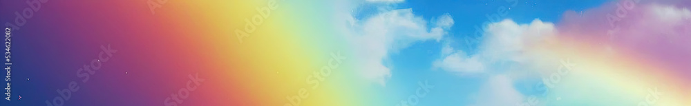 Banner Background Colorful Rainbow Sky Cloud. Fantasy Backdrop Concept ...