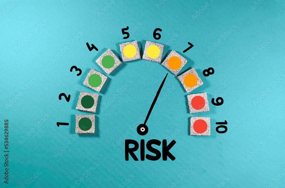 Risk level indicator rating print screen wooden cube block since low to ...