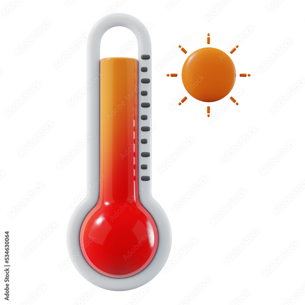 3D render of thermometer with high temperature icon ilustração do Stock ...