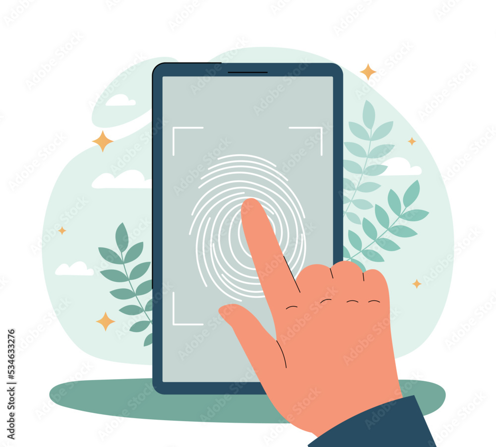 Fingerprint on screen. Authorization and identification. Modern methods ...