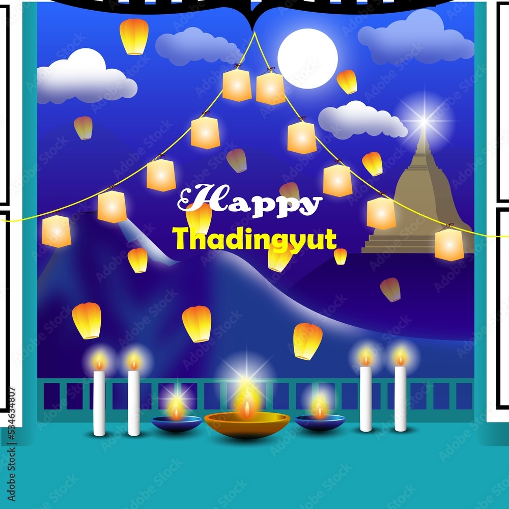 Happy Thadingyut, Myanmar celebration, Stock Illustration | Adobe Stock