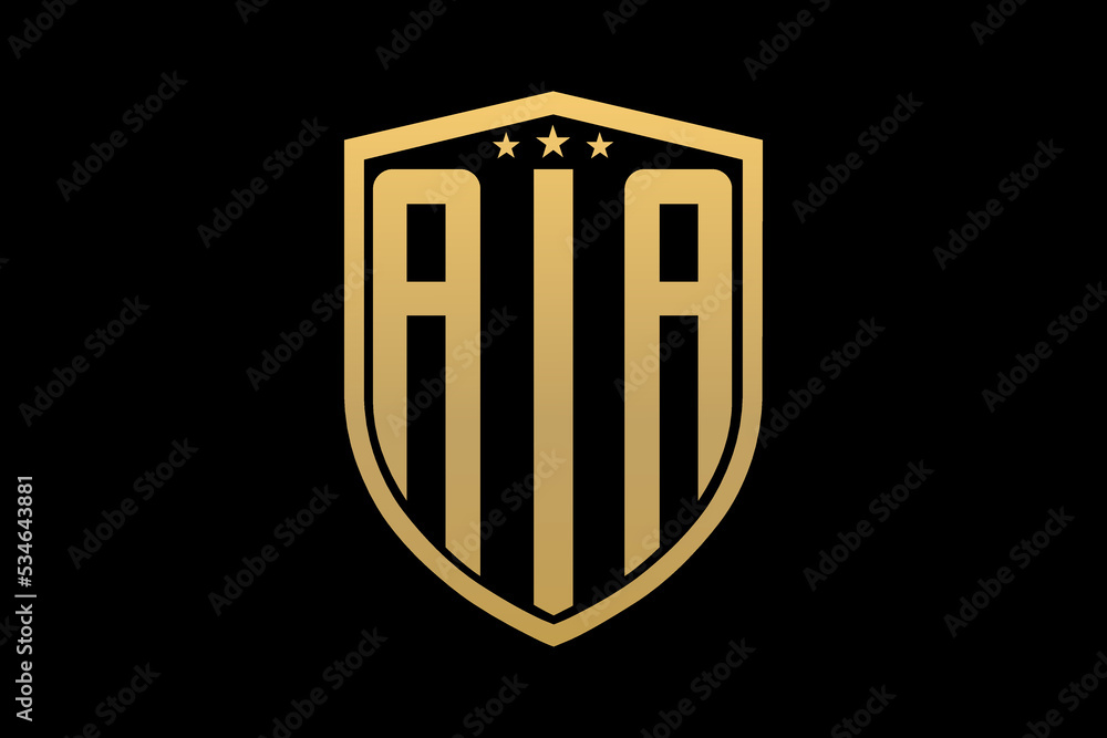 AIA letter logo. AIA letter design with black background. This is gold ...