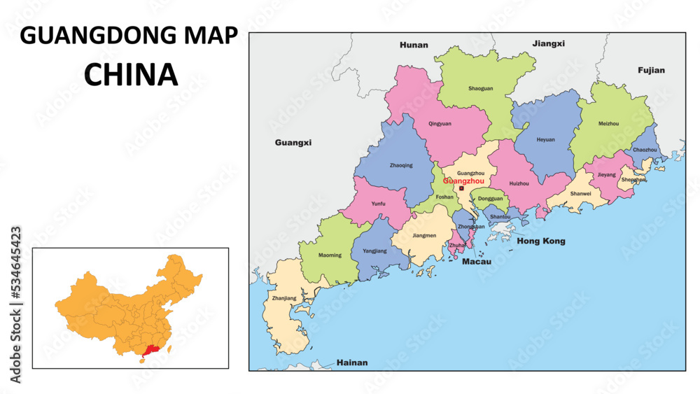 Fototapeta mapa świata dla dzieci Guangdong Map of China. State and ... Fototapeta mapa świata dla dzieci Guangdong Map of China. State and ...