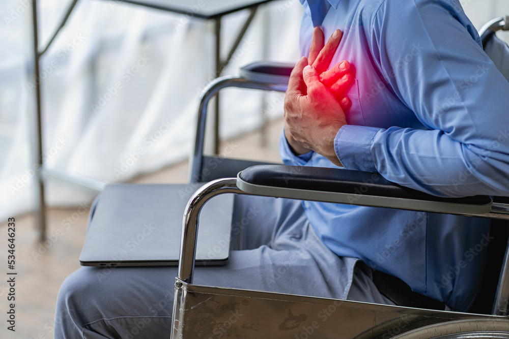 Men have a heart attack. health care concept The man had severe heart ...