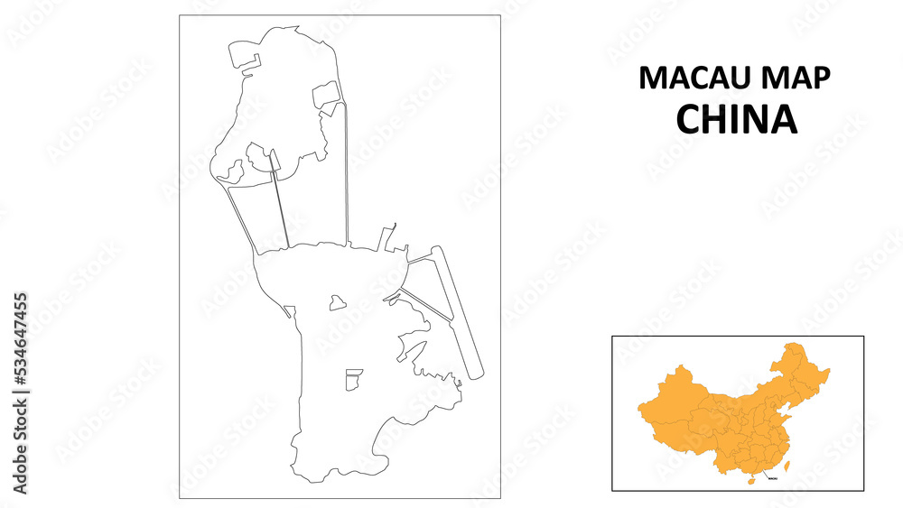 Macau Map of China. Outline the state map of Macau. Political map of ...