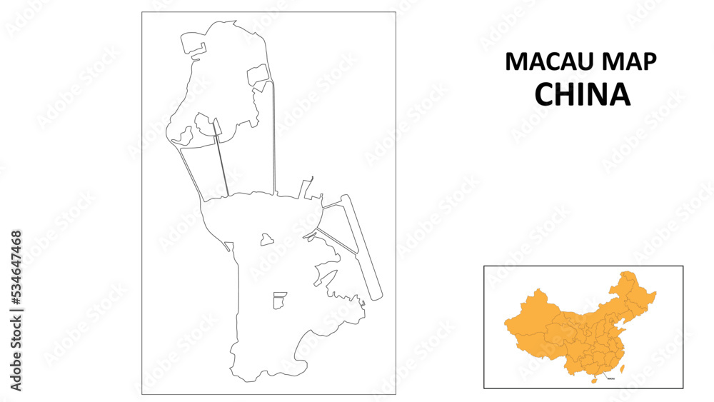 Macau Map of China. Outline the state map of Macau. Political map of ...