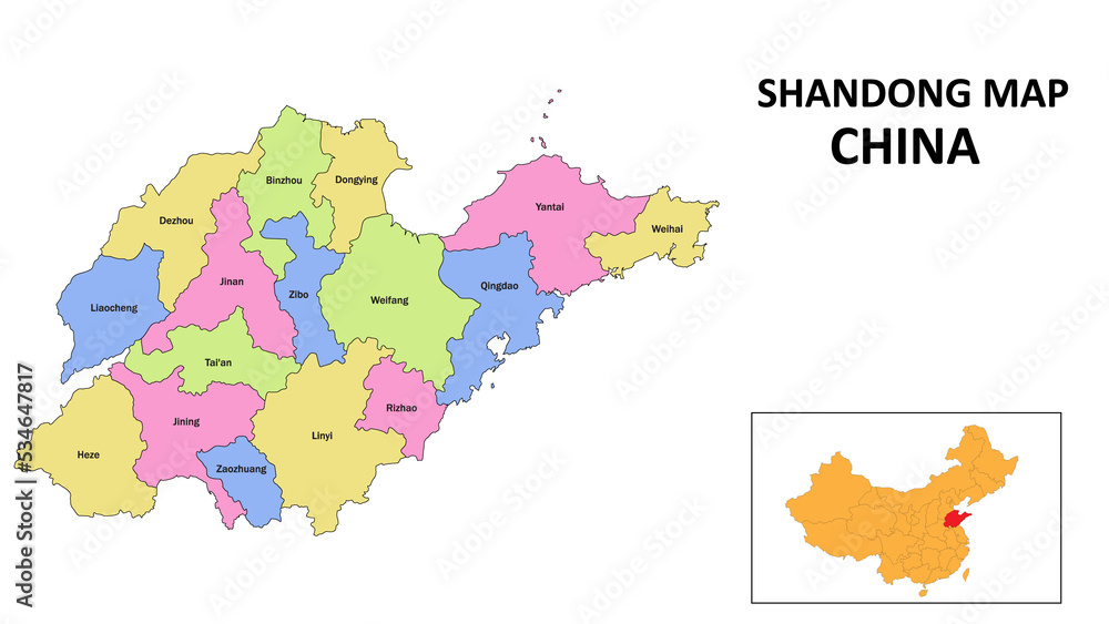 Fototapeta mapa świata dla dzieci Shandong Map of China. State and ... Fototapeta mapa świata dla dzieci Shandong Map of China. State and ...