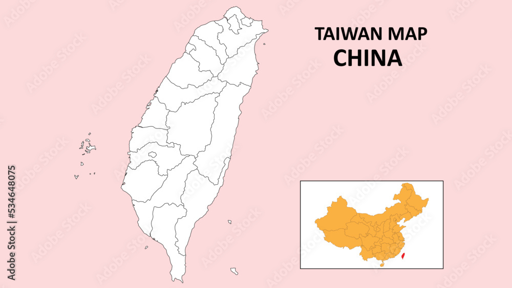 Taiwan Map of China. Outline the state map of Taiwan. Political map of ...
