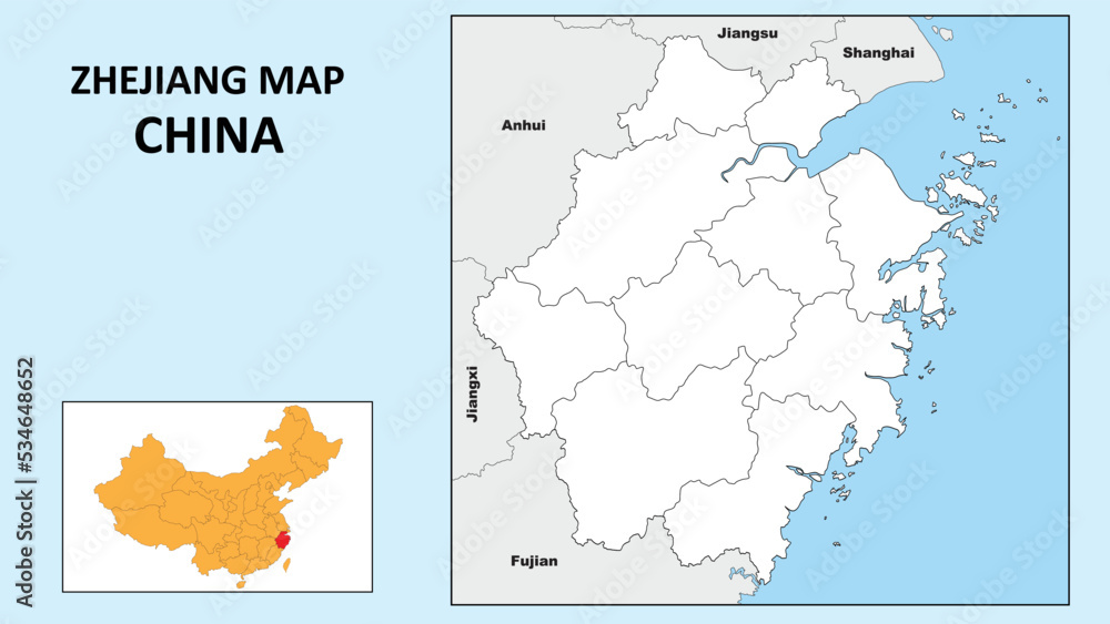 Fototapeta mapa świata dla dzieci Zhejiang Map of China. State and ... Fototapeta mapa świata dla dzieci Zhejiang Map of China. State and ...