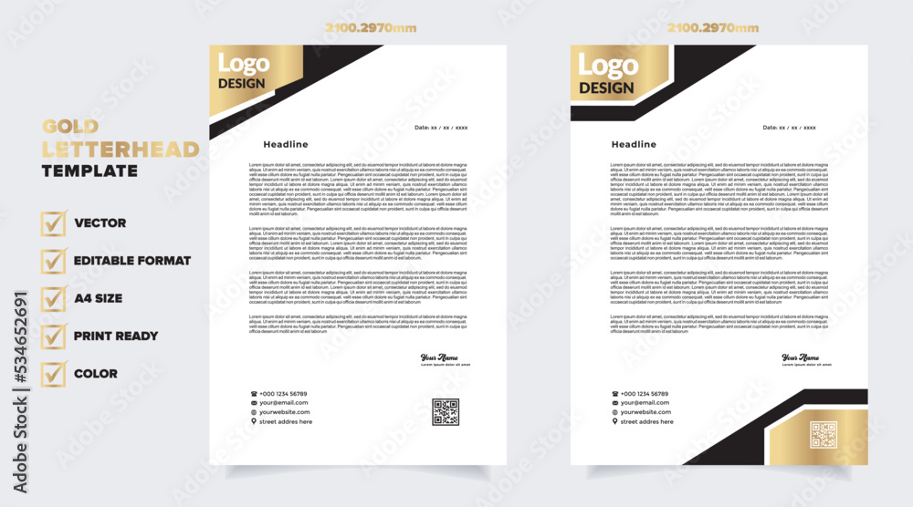 luxury gold letterhead design template for stationary for business ...