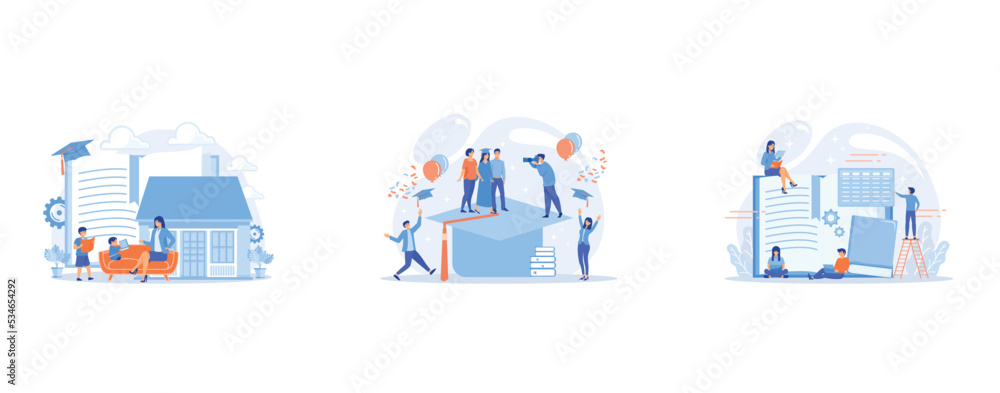 Home schooling, home education plan, homeschooling online tutor concept ...