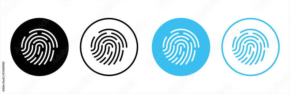 Fingerprint icon set. Fingerprint identification icon for apps and ...
