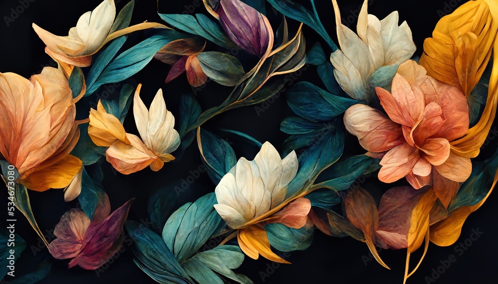 Luxurious floral elements, botanical background or wallpaper design ...