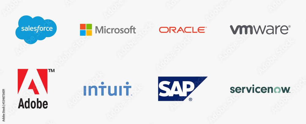Biggest Software Companies logo: Microsoft, Salesforce, Adobe, Oracle ...