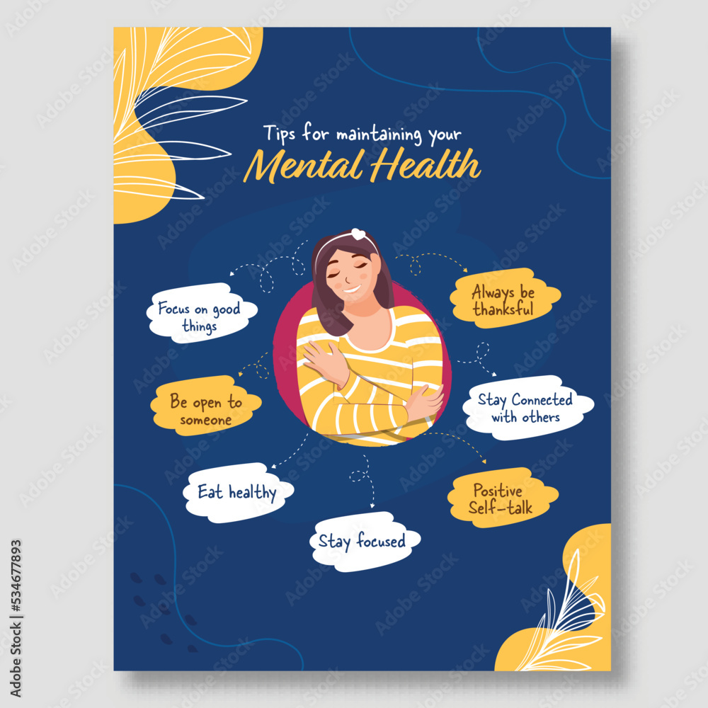 Tips For Maintaining Your Mental Health Flyer Design For Awareness ...
