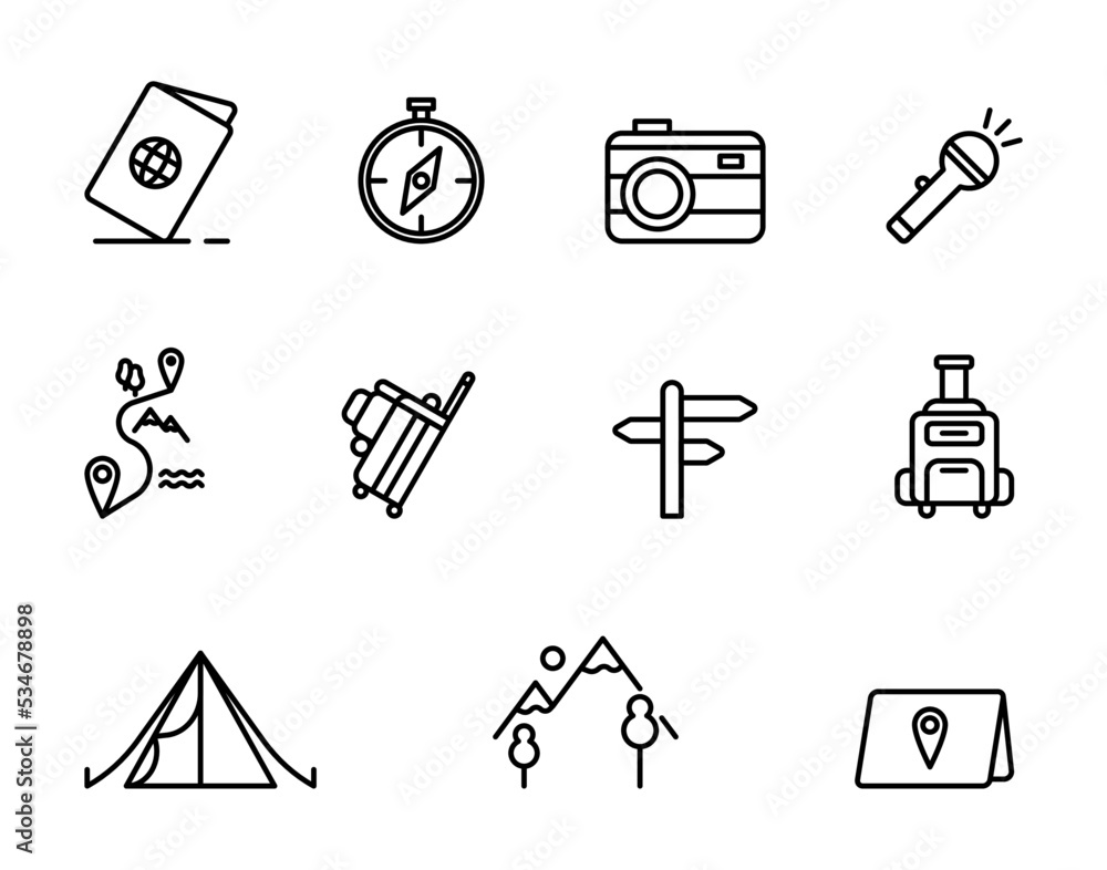 Icon Set of Travel. Simple and Minimalist Line. Easy to use. I con of ...