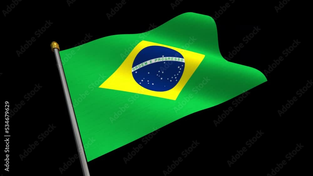 [Loop video] [Transparent background] Animated video of the Brazil flag ...