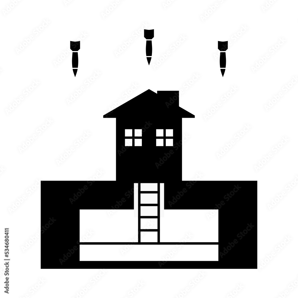 Building house with basement bunker underground protect war bombardment ...