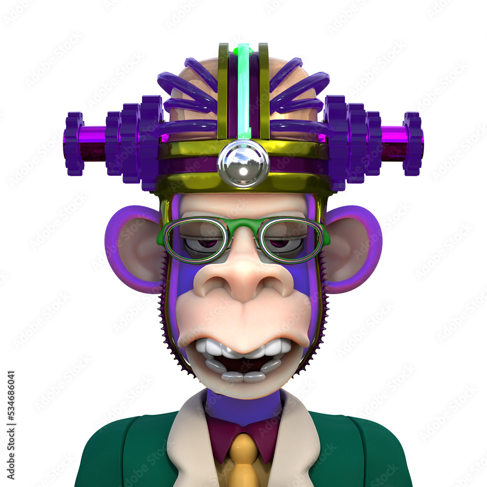 3D RENDER ILLUSTRATION. FANTASY FUNNY CRAZY MONSTER DEMON DEVIL APE ...