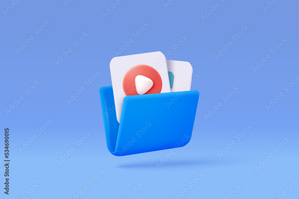 3d folder and paper for management multimedia file, document efficient ...