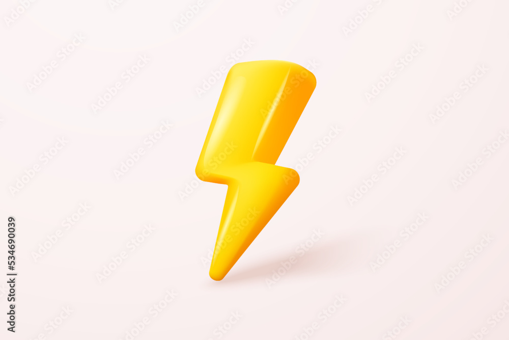 3D thunder bolt icons realistic on white background. symbol of ...