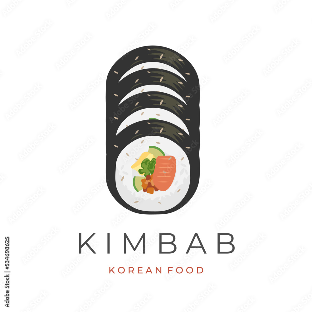 Korean street food vector illustration logo sliced gimbab kimbap Stock ...