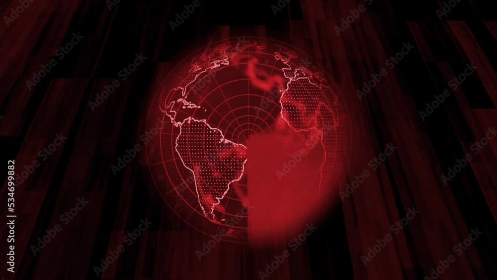 Red color radar on black background .Radar Sonar with object on Map ...