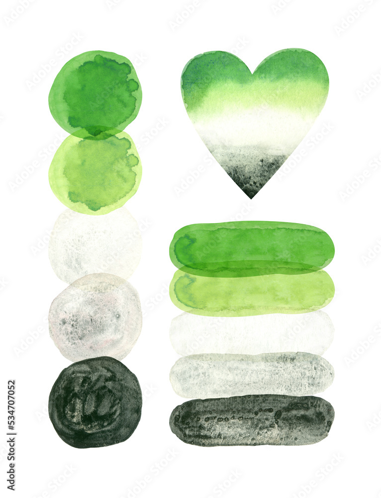 Aromantic pride month - watercolor clipart. LGBTQIA abstract print ...