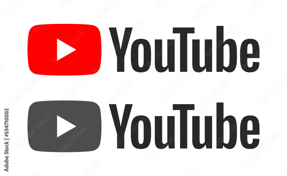 YouTube icon and YouTube gray symbol. Social media YouTube logo. Stock ...