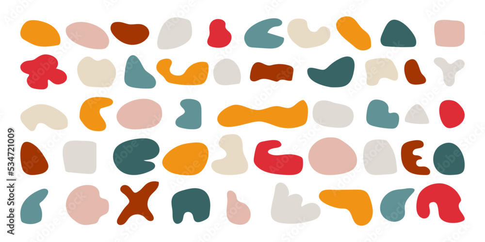 Organic amoeba blob shape set. Irregular round blot forms graphic ...