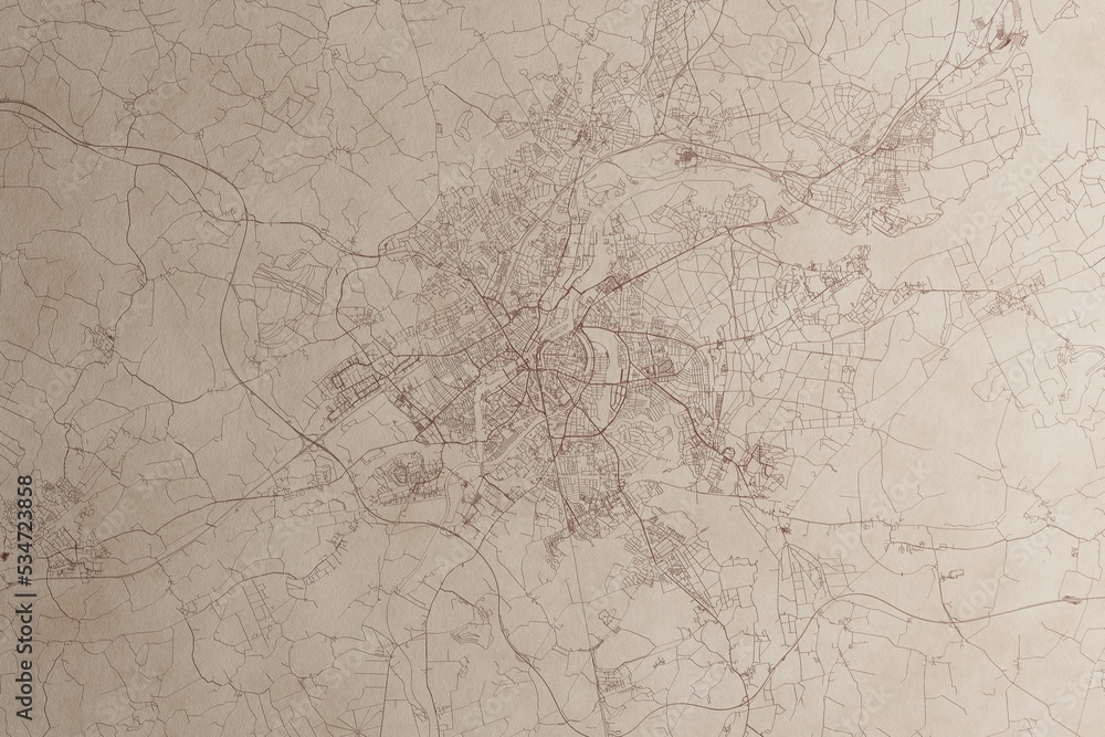 Map of Lubeck (Germany) on an old vintage sheet of paper. Retro style ...