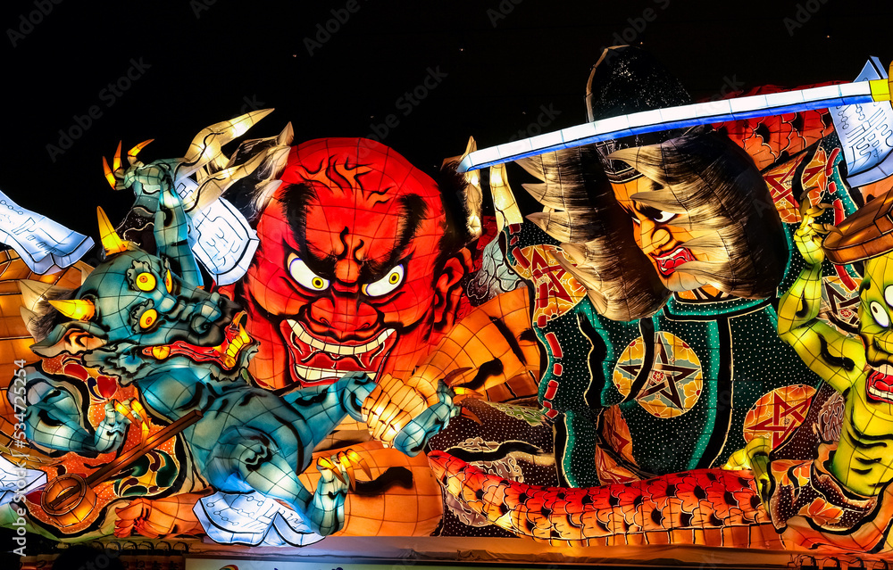 Aomori, Japan - February 16 2017: a spectacular warrior Nebuta float ...