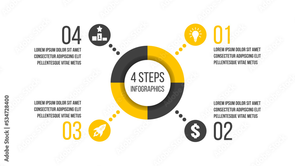 4 steps business process diagram. Four options vector infographics ...