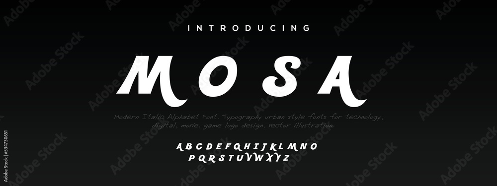 Vecteur Stock MOSA tech vector font typeface unique font design ...