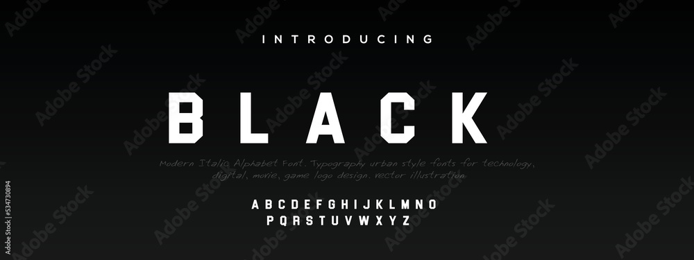 BLACK tech vector font typeface unique font design. Typeface urban ...