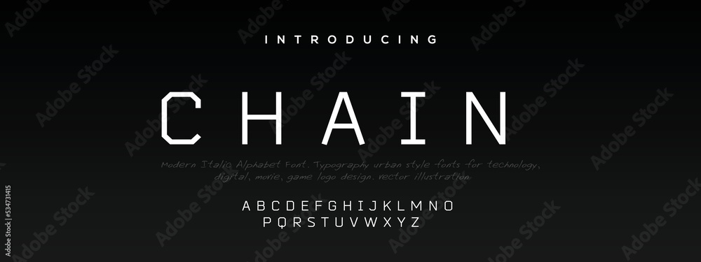 CHAIN tech vector font typeface unique font design. Typeface urban ...