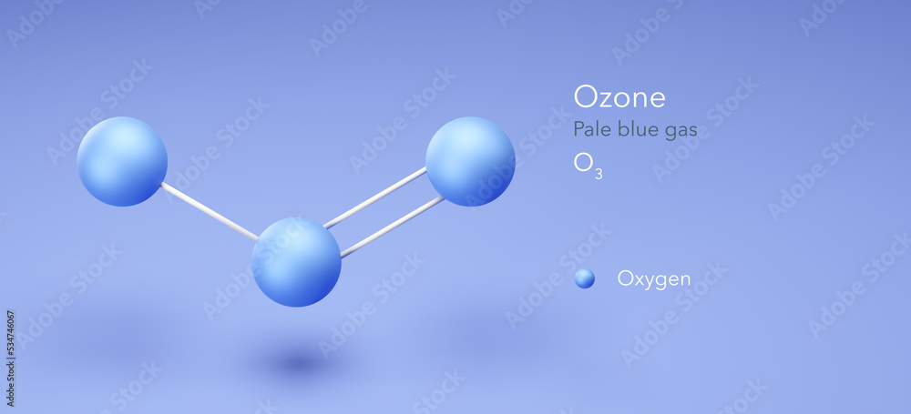 ozone, molecular structures, blue gas, 3d model, Structural Chemical ...