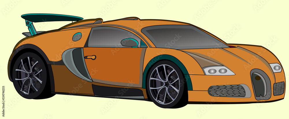 Bugatti Chiron.illustration of a sport car.easy to use,editable and ...