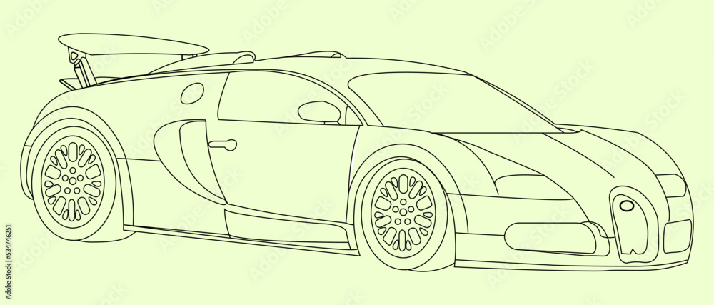 Bugatti Chiron.illustration of a sport car.easy to use,editable and ...