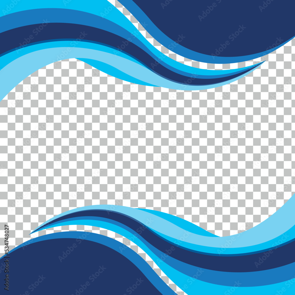 Blue wavy shapes on transparent background Stock Vector | Adobe Stock