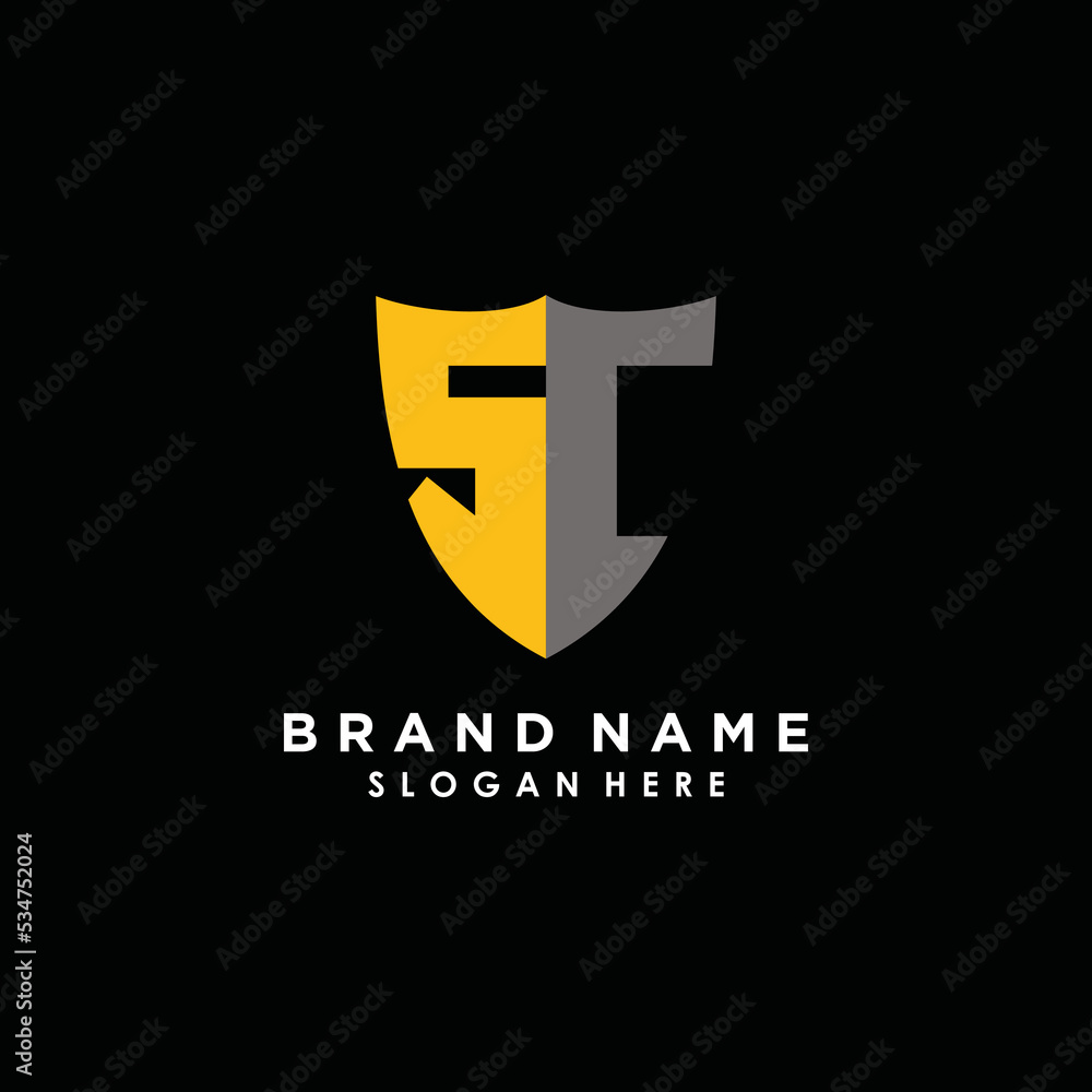 letter s and c logo design vector with icon shield creative Stock ...