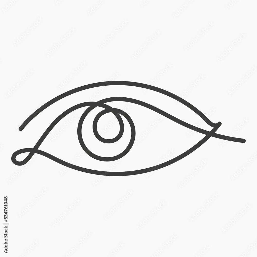 Vecteur Stock Line drawing eye Icon. Single draw ophthalmologist symbol ...