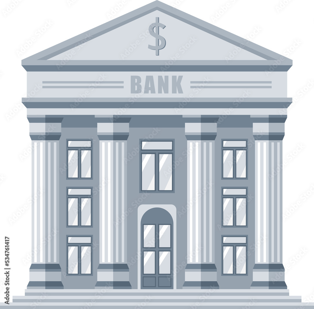 bank building architecture cartoon illustration isolated object Stock ...