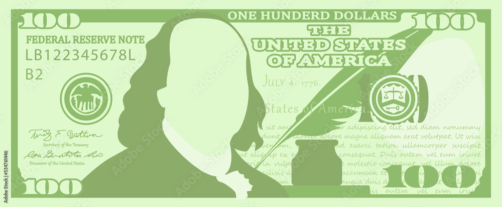 100 USD dollar banknote cartoon illustration isolated object Stock ...