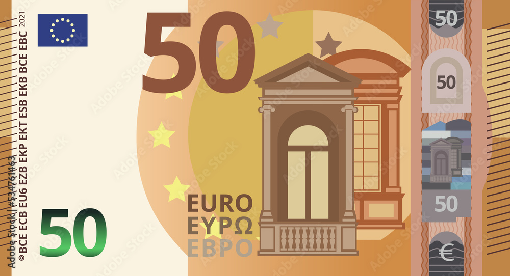 50 Euro money banknote cartoon illustration isolated object Stock ...