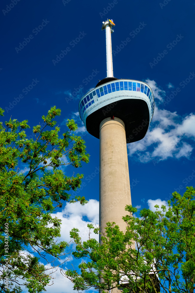Rotterdam, Netherlands - May 14, 2017: Euromast is 185 m observation ...