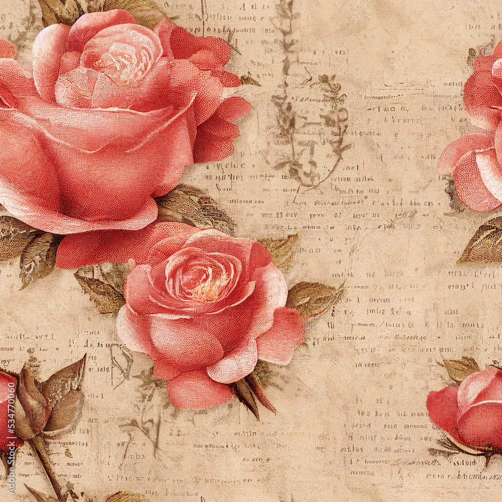 Vintage Rose Floral Print Background