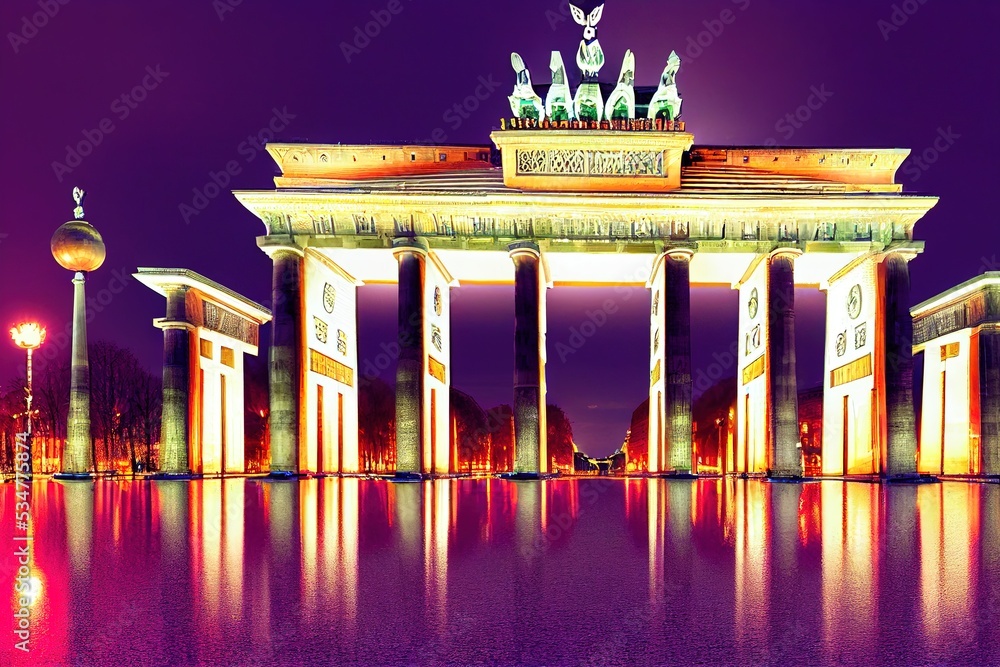 anime style, Classic view of famous Brandenburger Tor (Brandenburg Gate ...