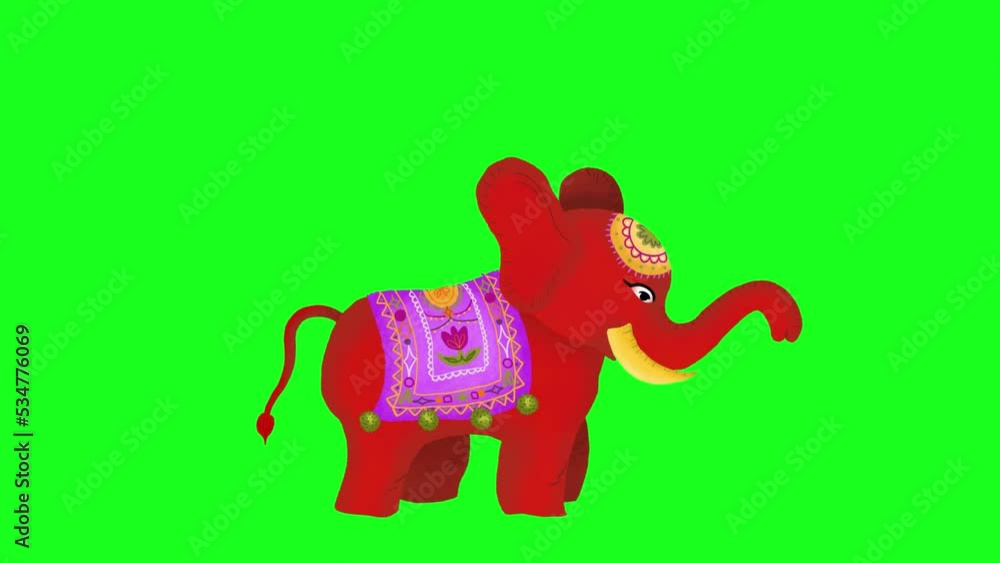 Wideo Stock: Indian Elephant animation on a green screen. Indian ...